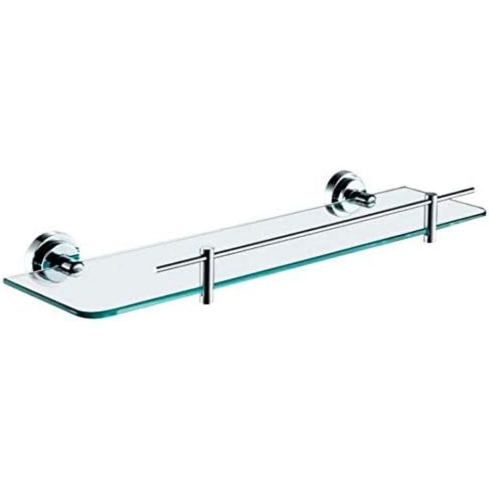 Oakestry Aqua Rondo Tempered Glass Floating Shelf with Brushed Stainle ...
