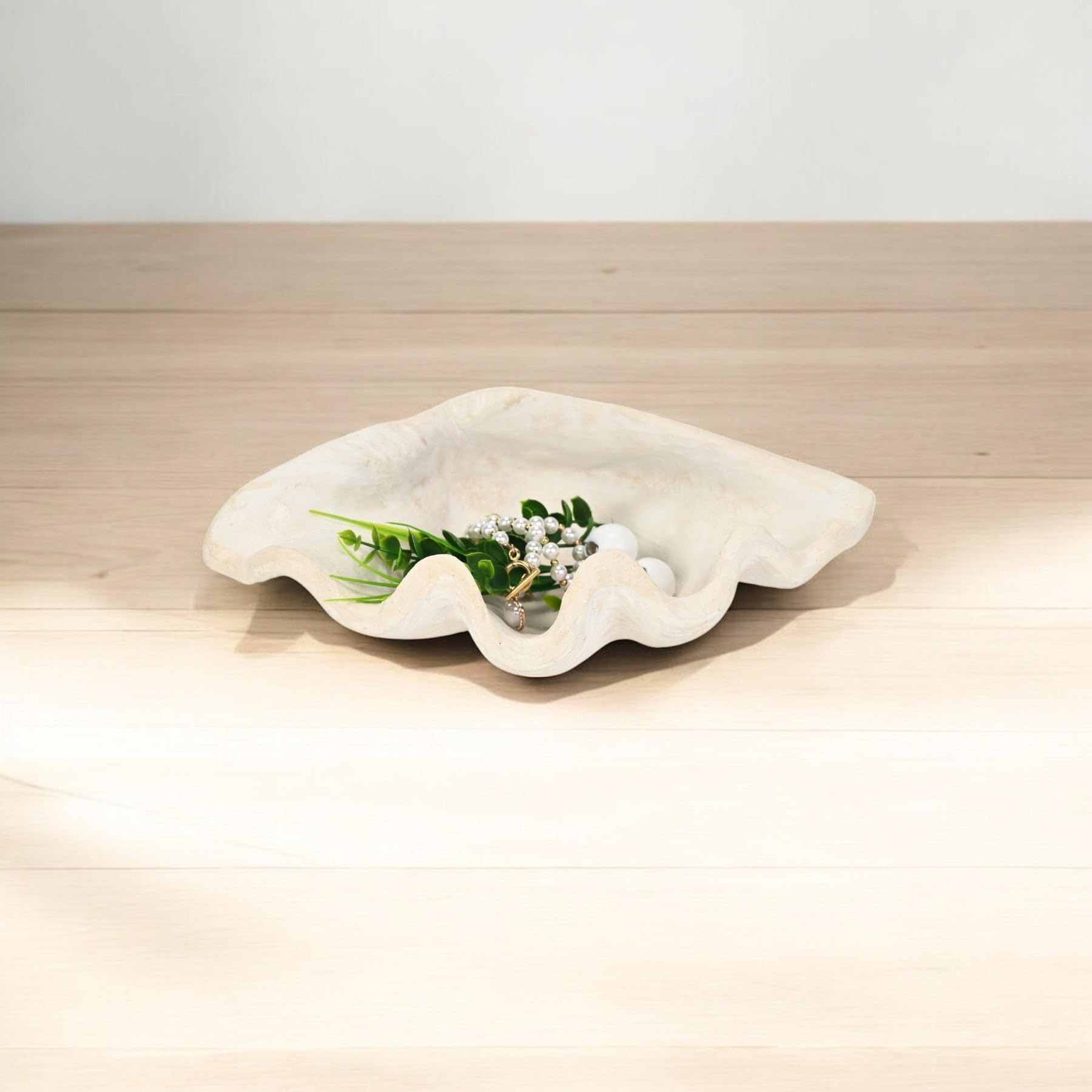 Vail Sea Shell Catchall Tray - Large Magnesium Oxide Table Décor, 12.2 ...