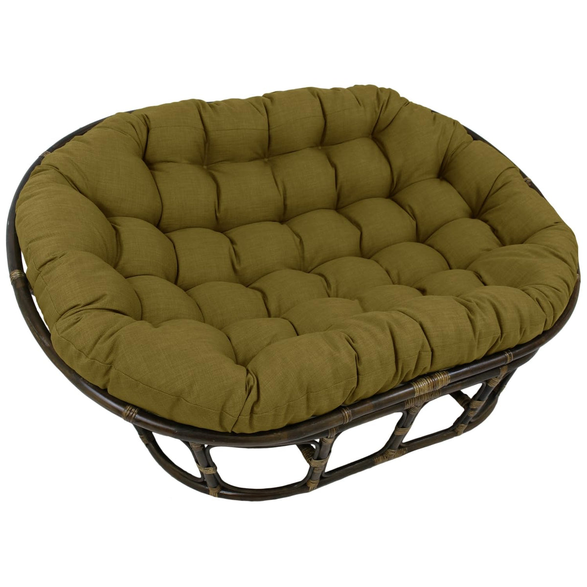International Caravan Bali Rattan Double Papasan Chair with Solid All ...