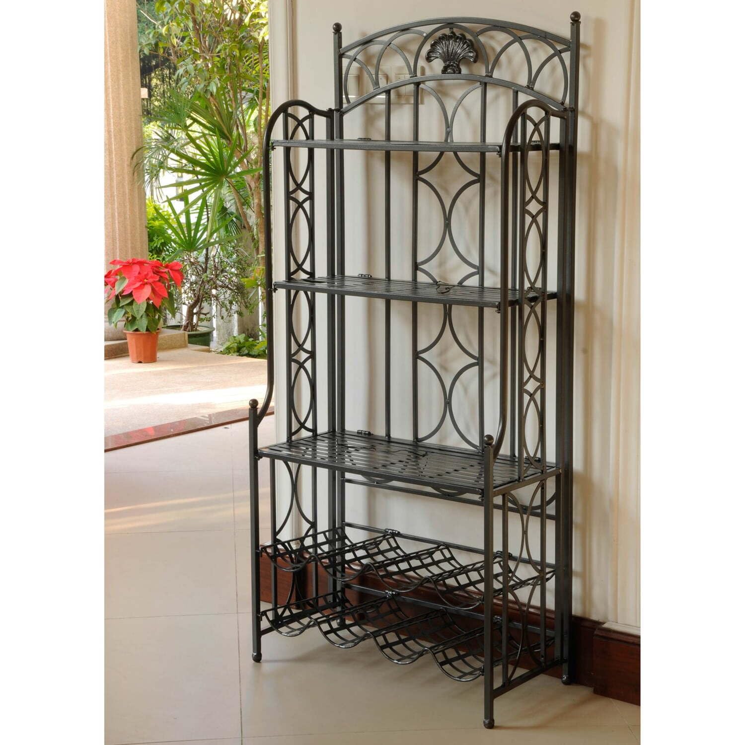 International Caravan Mandalay Iron Bakers Wine Rack in Antique Black ...
