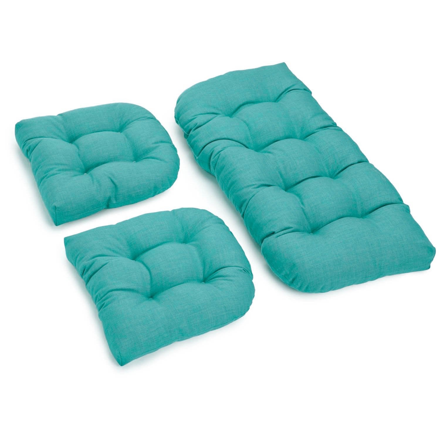 Blazing Needles Indoor/Outdoor Rounded Back Settee Cushion Set, Aqua B ...