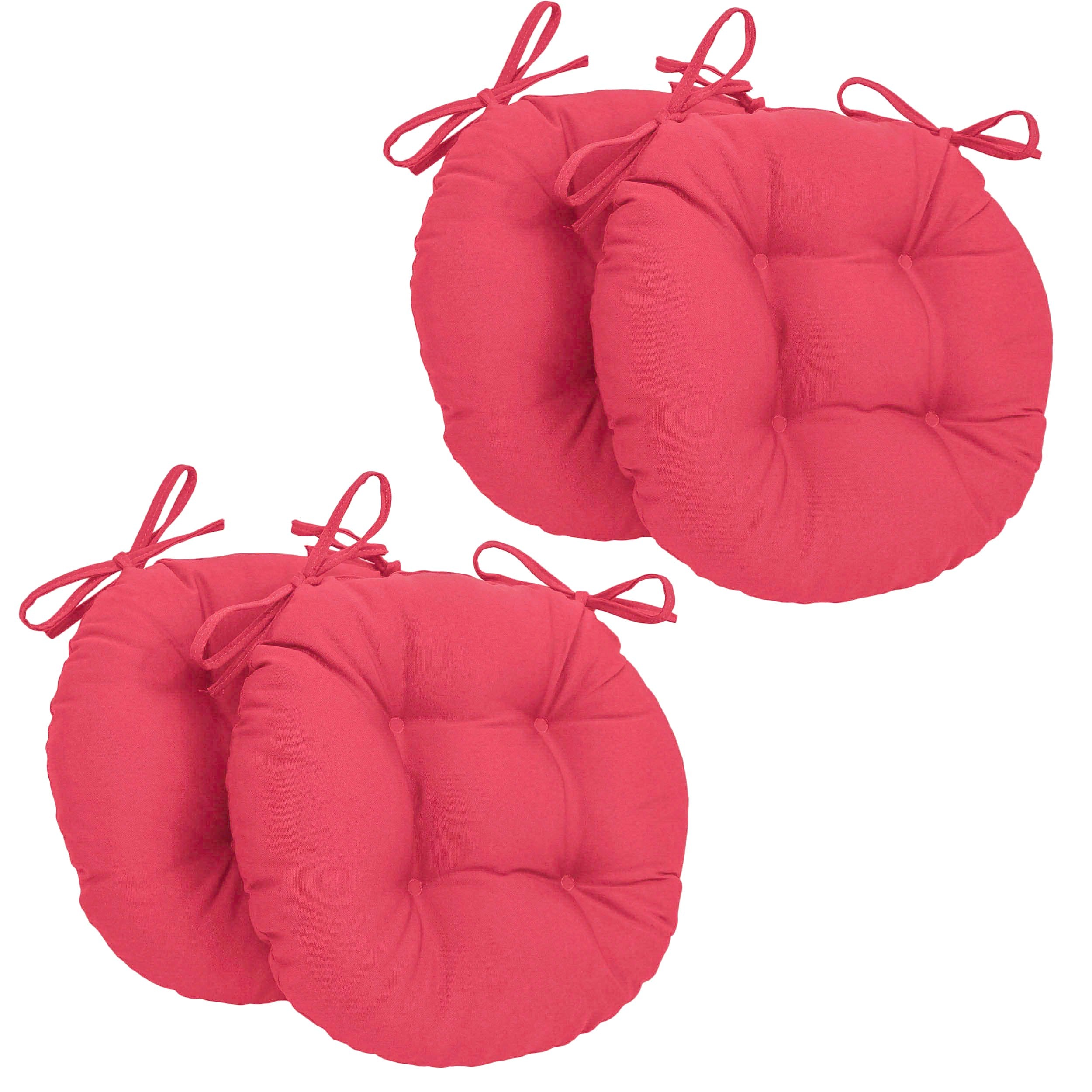 Blazing Needles Solid Twill Round Tufted Chair Cushions (Set of 4), 16 ...